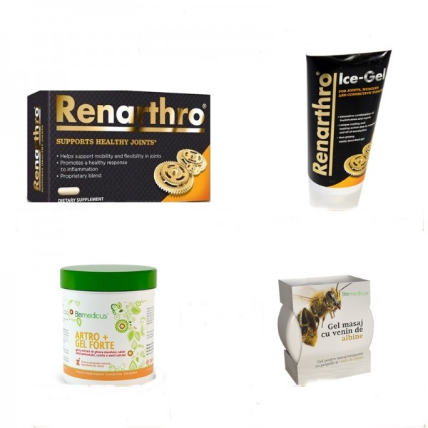 Pachet Renarthro (60 capsule)+ Renarthro Ice gel (150 ml)- Cadou Artrogel Forte (250 ml) + Gel ...